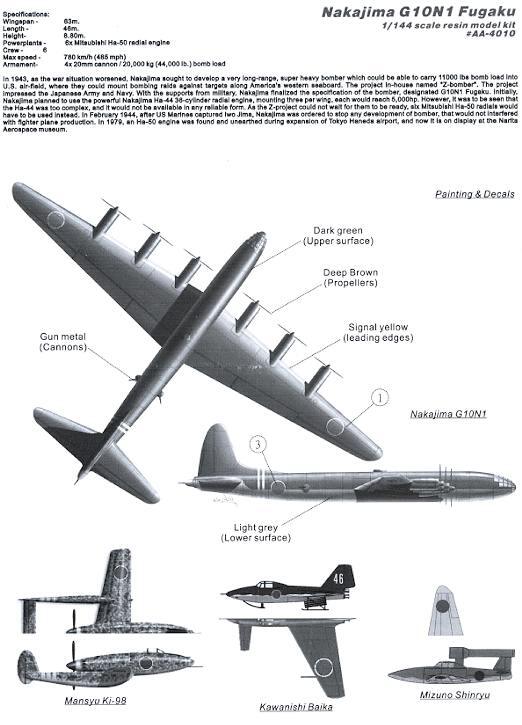 Anigrand Models 1/144 NAKAJIMA G10N1 FUGAKU Japanese 6-Engine Bomber | eBay