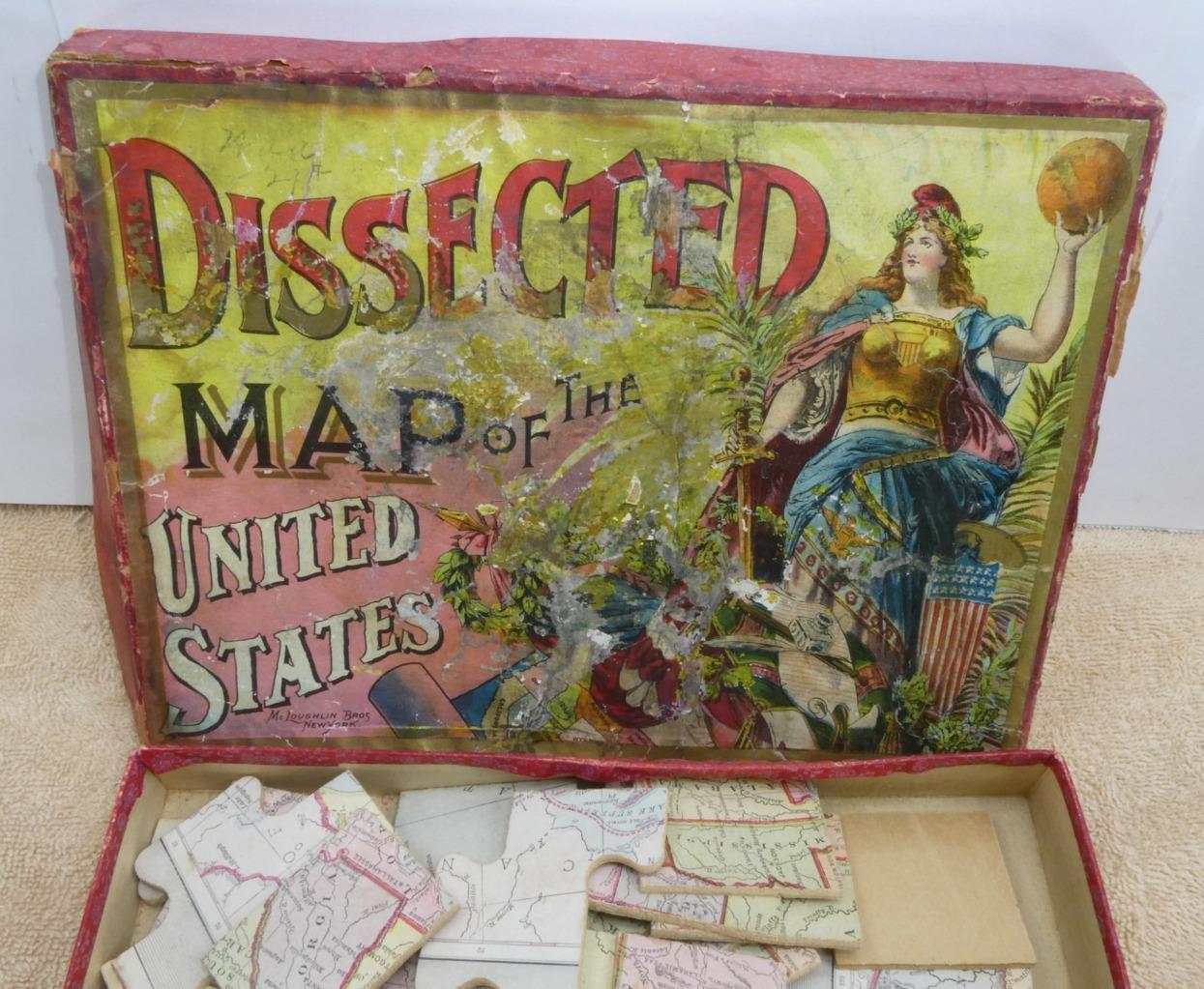1887 Dissected Map Of The United States Puzzle By McLoughlin Bros & Box ...