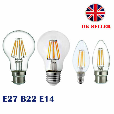 E27 B22 E14 4X/8X LED Retro Filament Flame Candle Globe Light Edison Lamp Bulb | eBay UK
