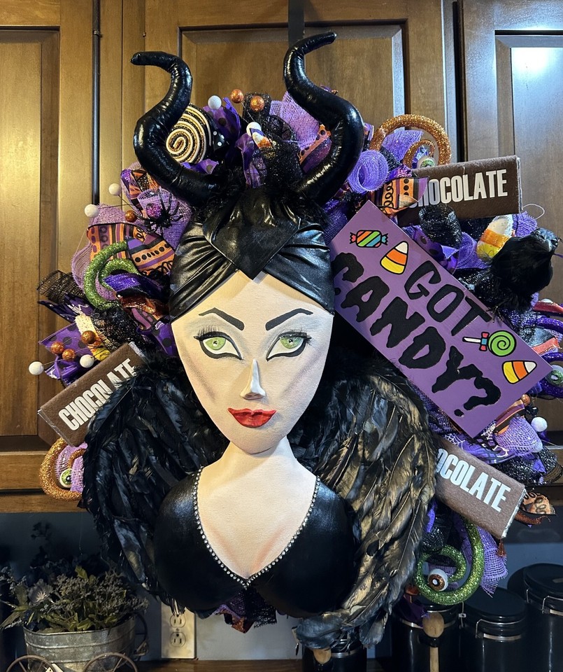 Halloween wreath, Halloween Decor, Maleficent Wreath, Maleficent gift ...