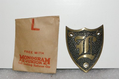 NOS 1920's-1930's Monogram Junior Metal Motometer Cap Shield Letter L ...