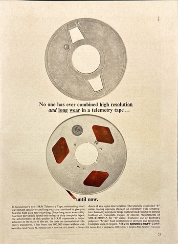Reeves Soundcraft Corp HRM Telemetry Tape Vintage Print Ad 1962 | eBay