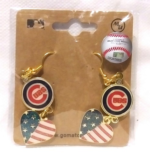 RARE - CHICAGO CUBS MLB TEAM LOGO CHARM PENDANT DANGLE WOMENS EARINGS ...