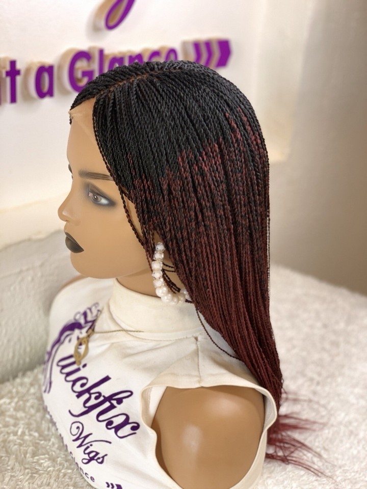 2" by 4" Closure Twist Braided Wig Braided Wig Handmade Ombré Twisting ...