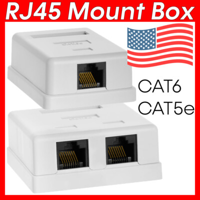 RJ45 Surface Mount Box 1 2 Ports For Cat5 Cat6 Cable Female RJ45 ...