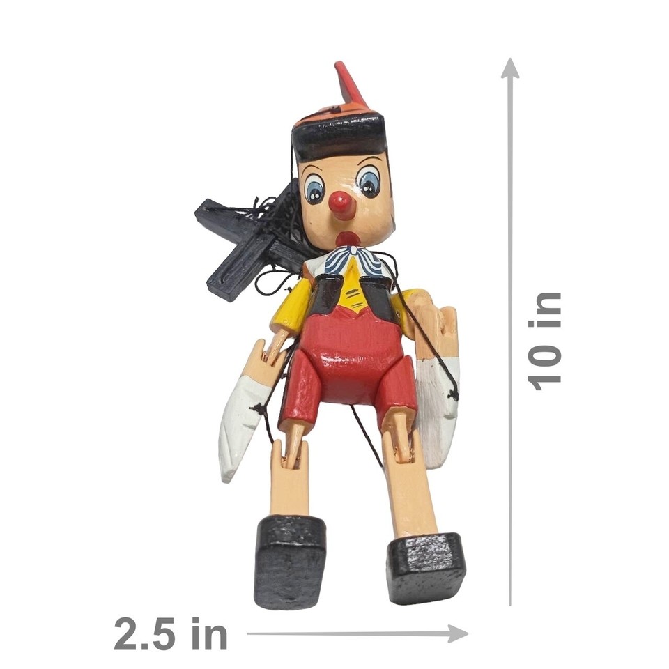 Pinocchio Handmade Wood Marionette Puppet Doll On A String Toy 10" Tall ...
