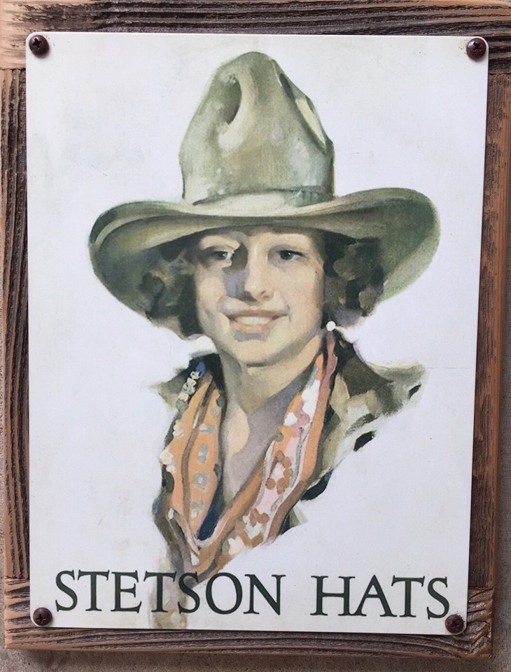 Stetson Cowgirl Up Cowboy Hat Fashion Ad Western Painting Framed Steel ...