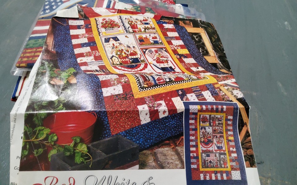 Red White and Blooming Quilting Kit Fabric Pattern Sewing 41x61 Moda ...