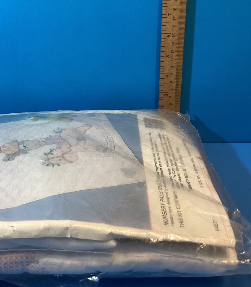 JCA 04219 Beddy-Bye Bear Quilt Stamped Cross Stitch 35x43 Kit | eBay