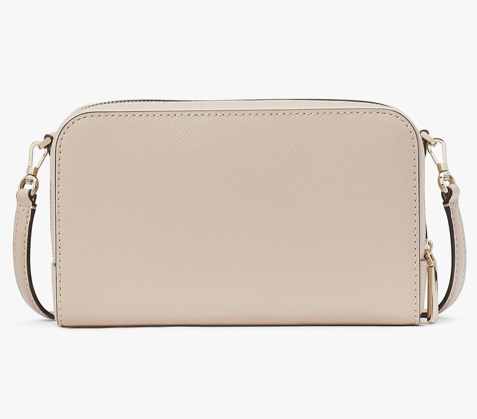 Kate Spade Stacie Dual Zip Crossbody Tusk Leather Beige Purse KG036 NWT ...