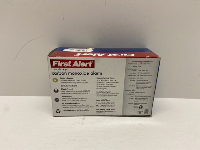First Alert CO605 Carbon Monoxide Detector with Battery Backup - White ...