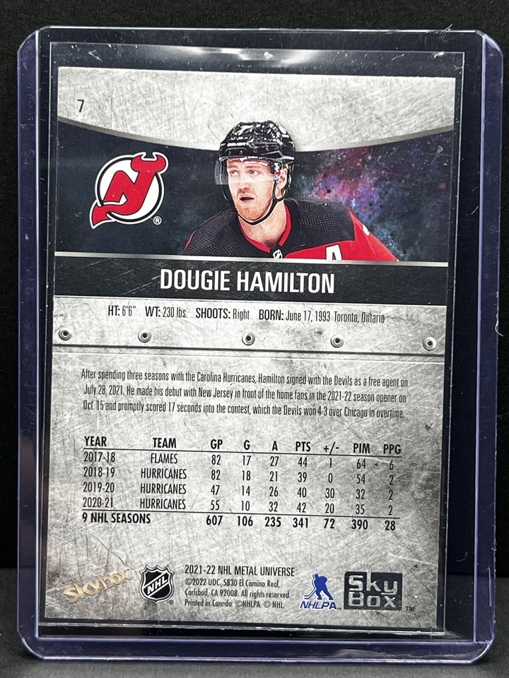 2021-2022 DOUGIE HAMILTON METAL UNIVERSE BLUE PARALLEL #7 | eBay