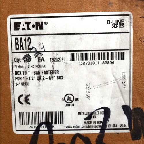(24) Eaton BA12 B-Line Acoustical Tee and T-Bar Fastener 1"Dx1"Hx1"W ...