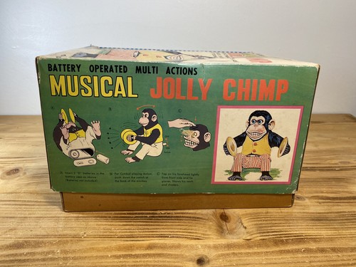 MUSICAL JOLLY CHIMP VINTAGE DAISHIN CLAPPING CYMBAL MONKEY & BOX WORKS ...