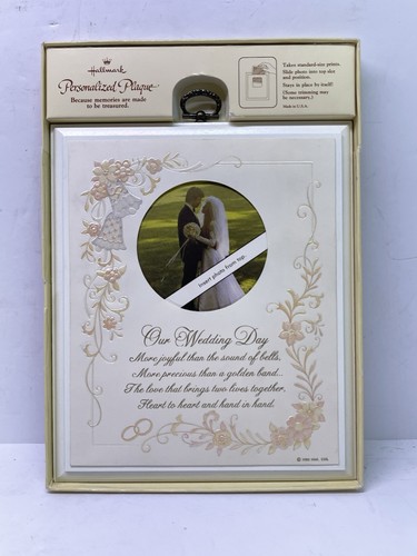 NEW VTG HALLMARK WEDDING PICTURE FRAME WOOD WALL PLAQUE WITH POEM 1983 ...