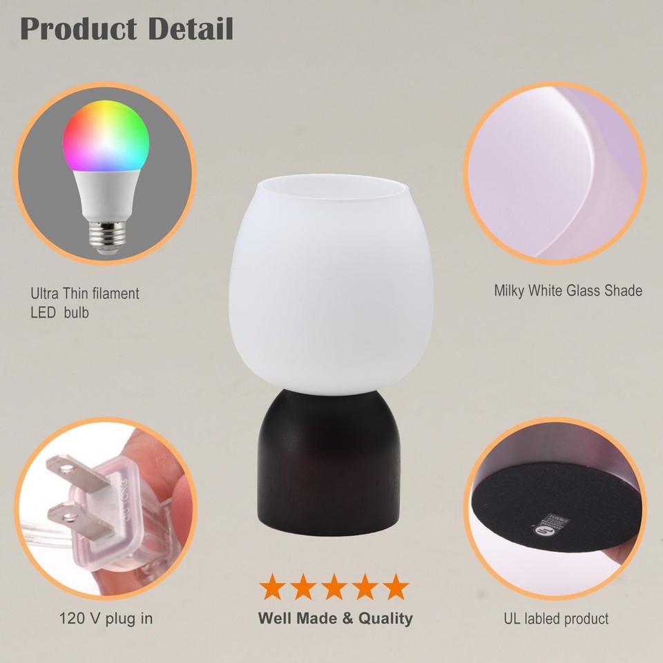 Smart RGBWW Table Lamp,Color Changing Desk Lamp,Remote Control,Black ...