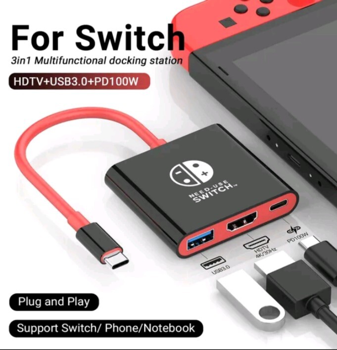Nintendo Switch Dock USB-C Hub Adapter 4K HDMI Docking Station Portable ...