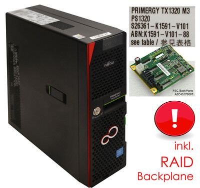 Fujitsu Server PRIMERGY TX1320 M3 Barebone Board CPU Cooler RAID ...