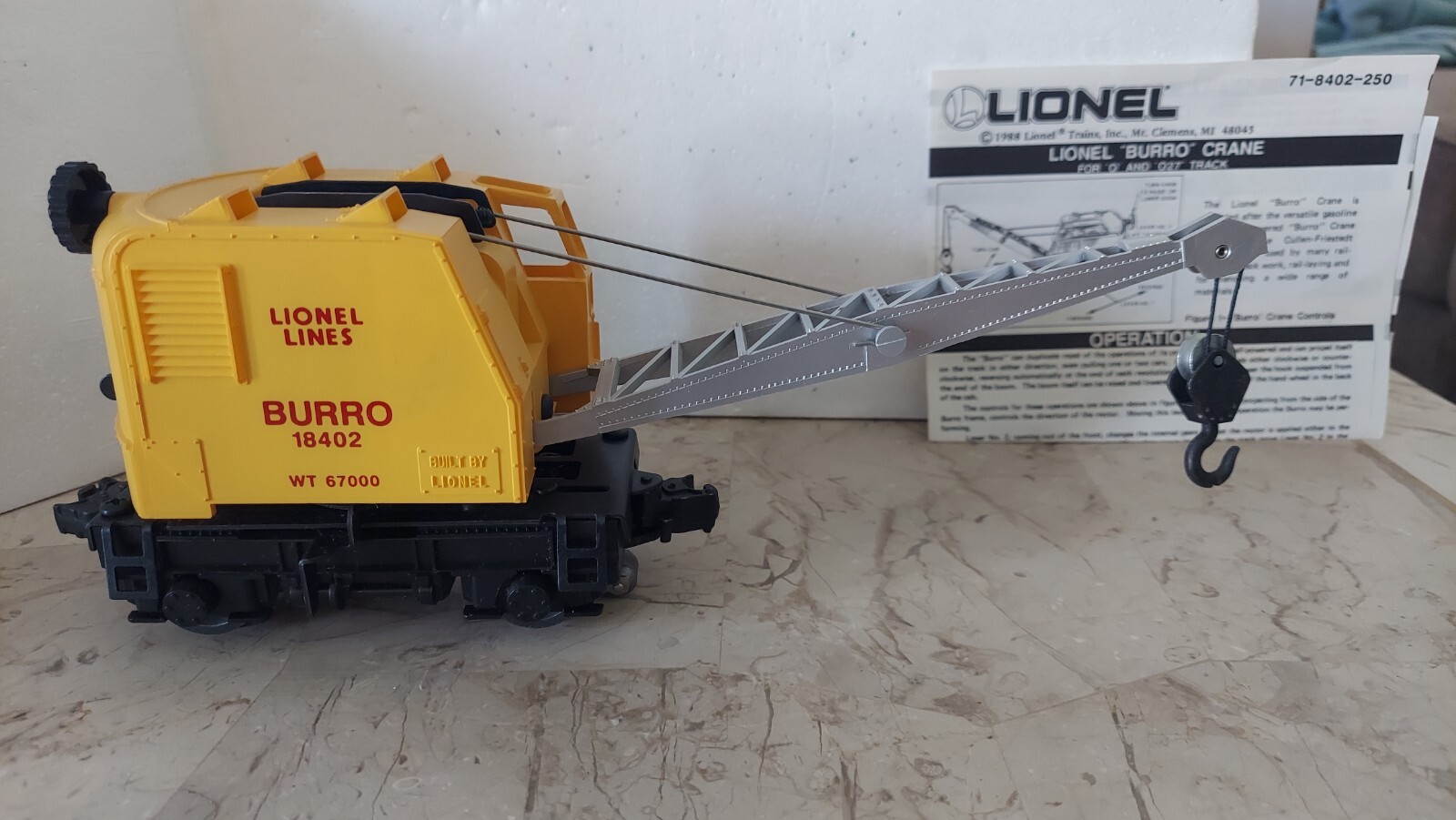 Lionel O Gauge 3-Rail 6-18402 Lionel Lines Operating Burro Crane #18402 ...