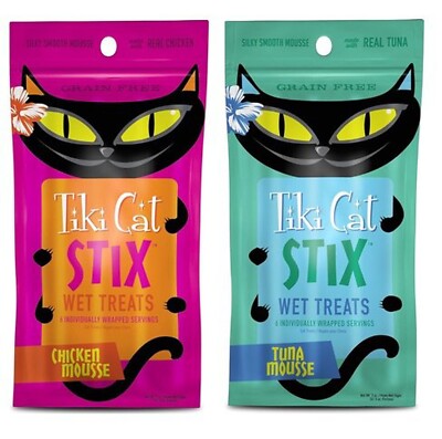 Tiki Cat Stix 6ct Single Serve Pouches - Tuna Mousse and Chicken Mousse ...