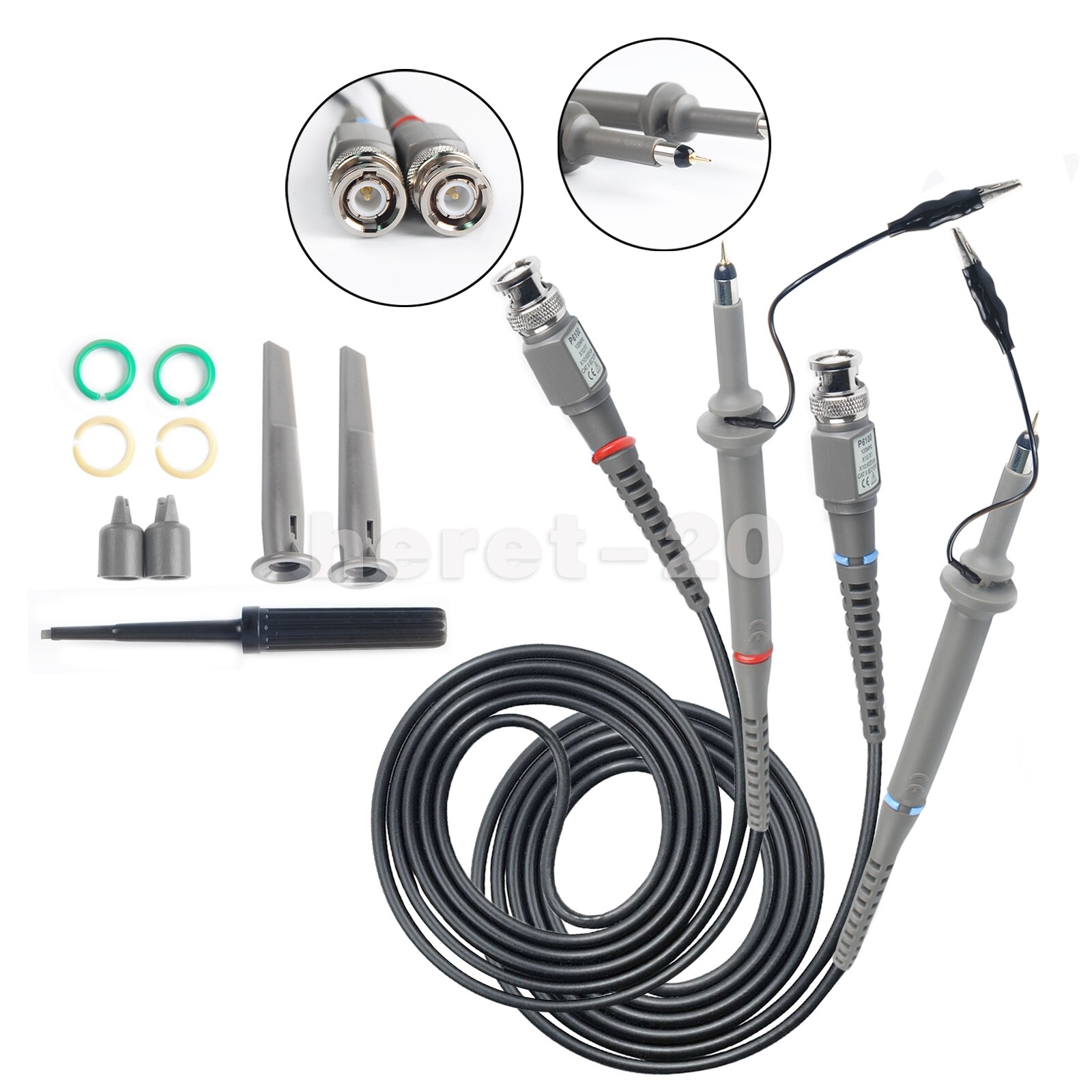 2x Oscilloscope Probe Scope Clip Test Cable Lead Kit 1X /10X For P6100 ...