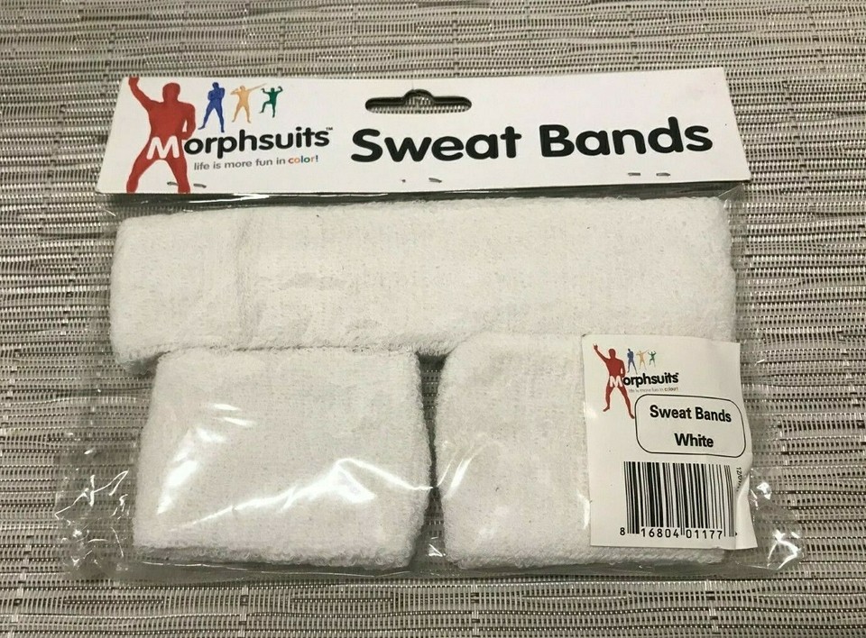 MORPHSUITS White Sweat Bands Workouts Running One Size Fits All BRAND ...