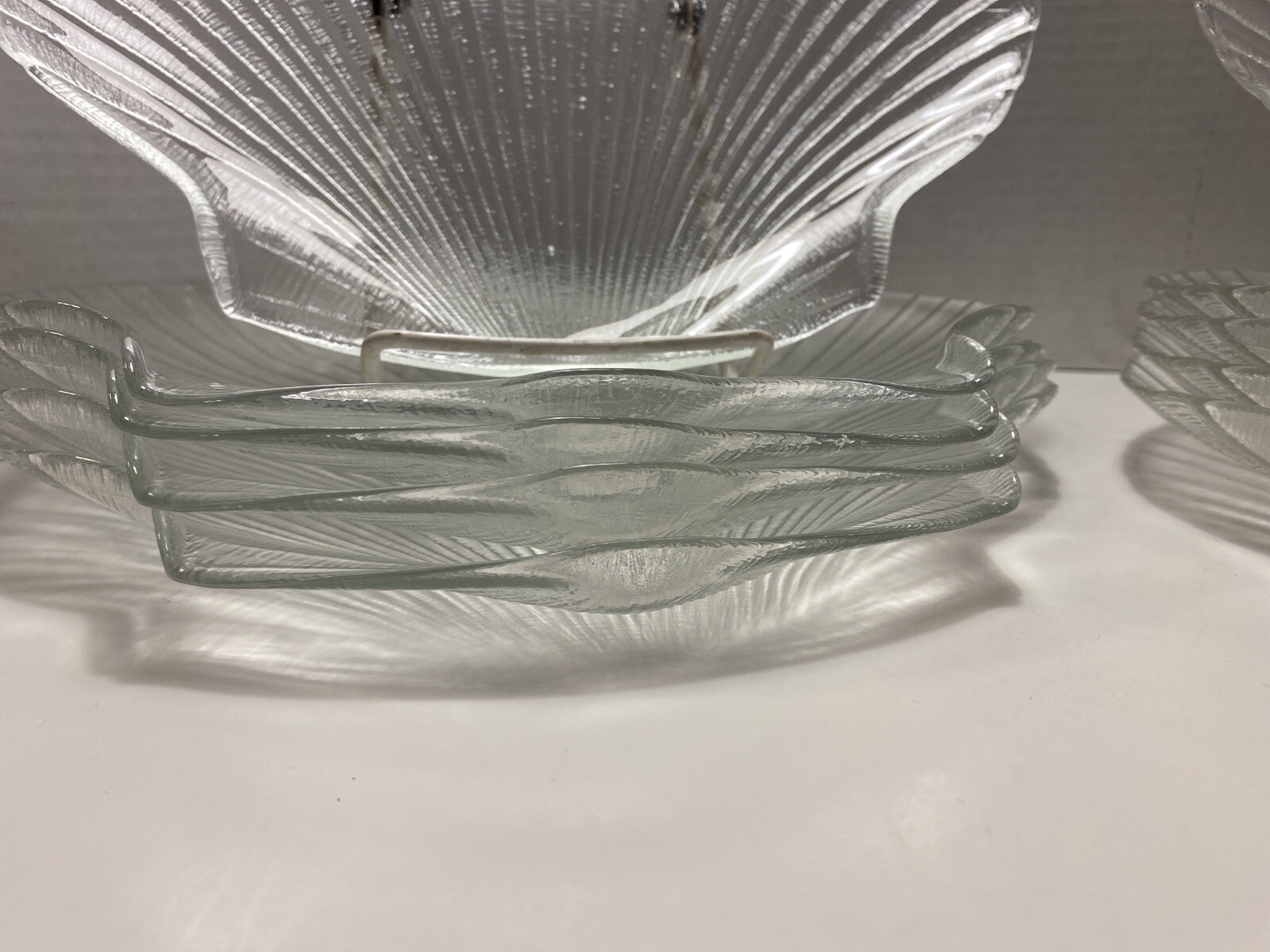 (10) Clear Glass Seashell Clam Scalloped 11” Dinner Plates France ...