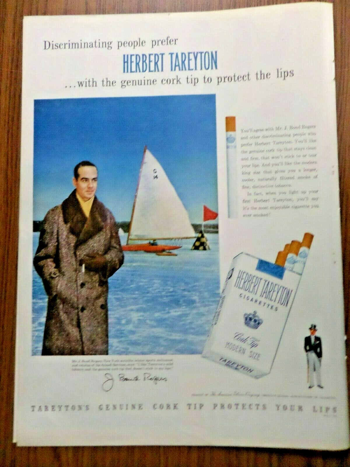1954 Herbert Tareyton Cigarette Ad Mr J Bond Rogers New York Socialite ...