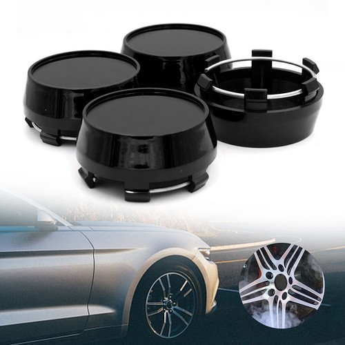 Center Cap Car Accessories 4pcs ABS Black Cover Black Surface Chrome ...