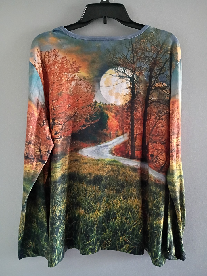 Gloria Vanderbilt Women's XXL Blouse Halloween Sequins Moon Puppy ...