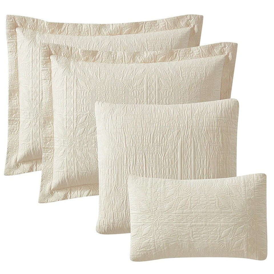 Empyrean Bedspread Quilt Set - Grid Weave Pinsonic Beige Cream King | eBay