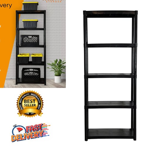 70"H 5 Shelf Plastic Garage Shelves Lightweight Storage Shelving Unit ...