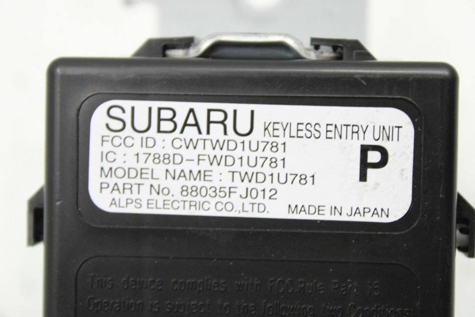 2015-2020 SUBARU WRX & STI KEYLESS ENTRY CONTROL UNIT MODULE 88035FJ012 ...