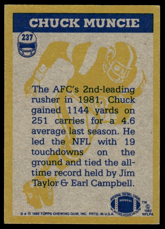 1982 Topps In Action Chuck Muncie #237 | eBay