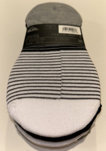 Quicksilver No Show Socks 5 Pair Men's 6-12 Black White Gray Mixed Surf ...