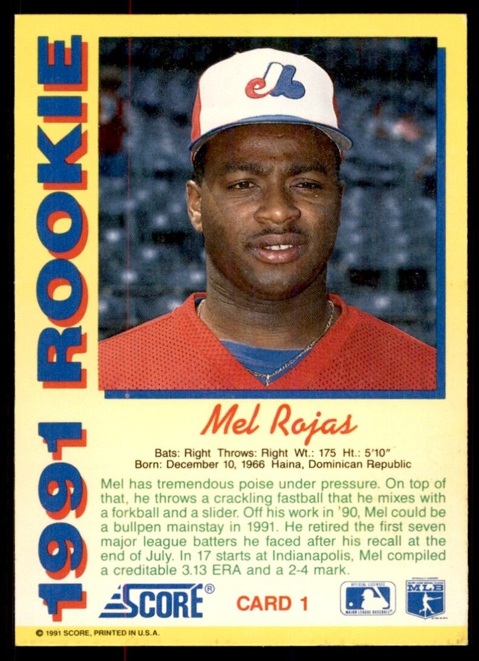 1991 Score Rookies Mel Rojas Rookie Montreal Expos #1 | eBay