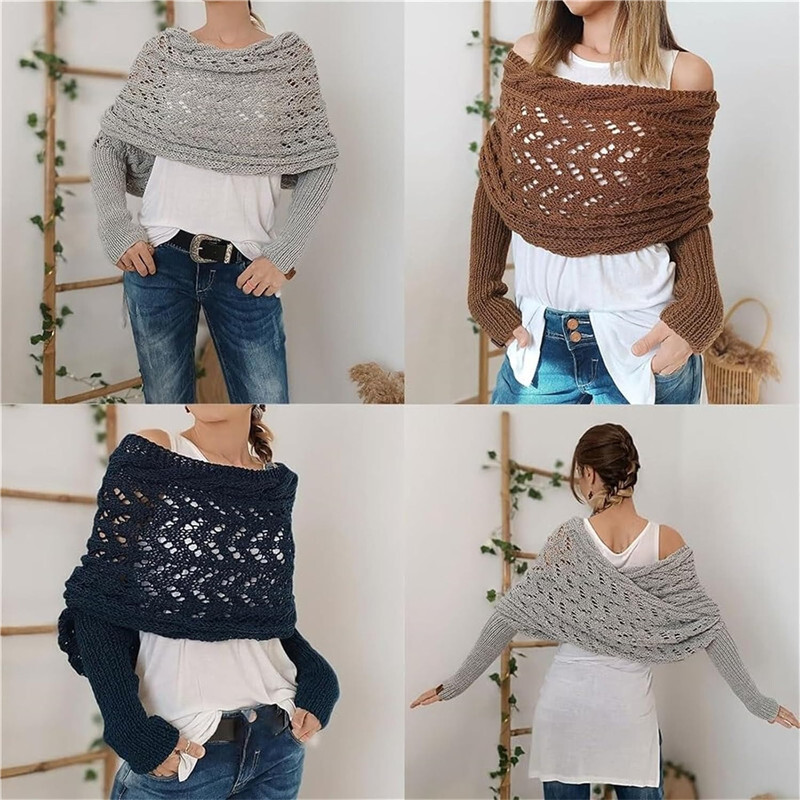 Women Scarf Knitted Warm Sweater Tops Scarves Wrap Winter Shawl with ...