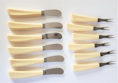 Cocktail Forks Spreaders Stainless Steel Plastic Handles USA 12 Pieces ...