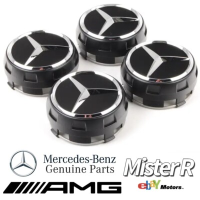 Mercedes-Benz • Black AMG Wheel Center Cap Set • W205 W213 • # ...