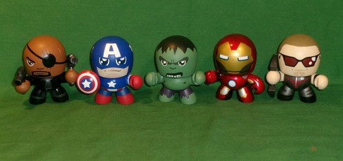 5 Marvel Avengers Mighty Muggs Action Figures Hawkeye Hulk Fury Iron ...