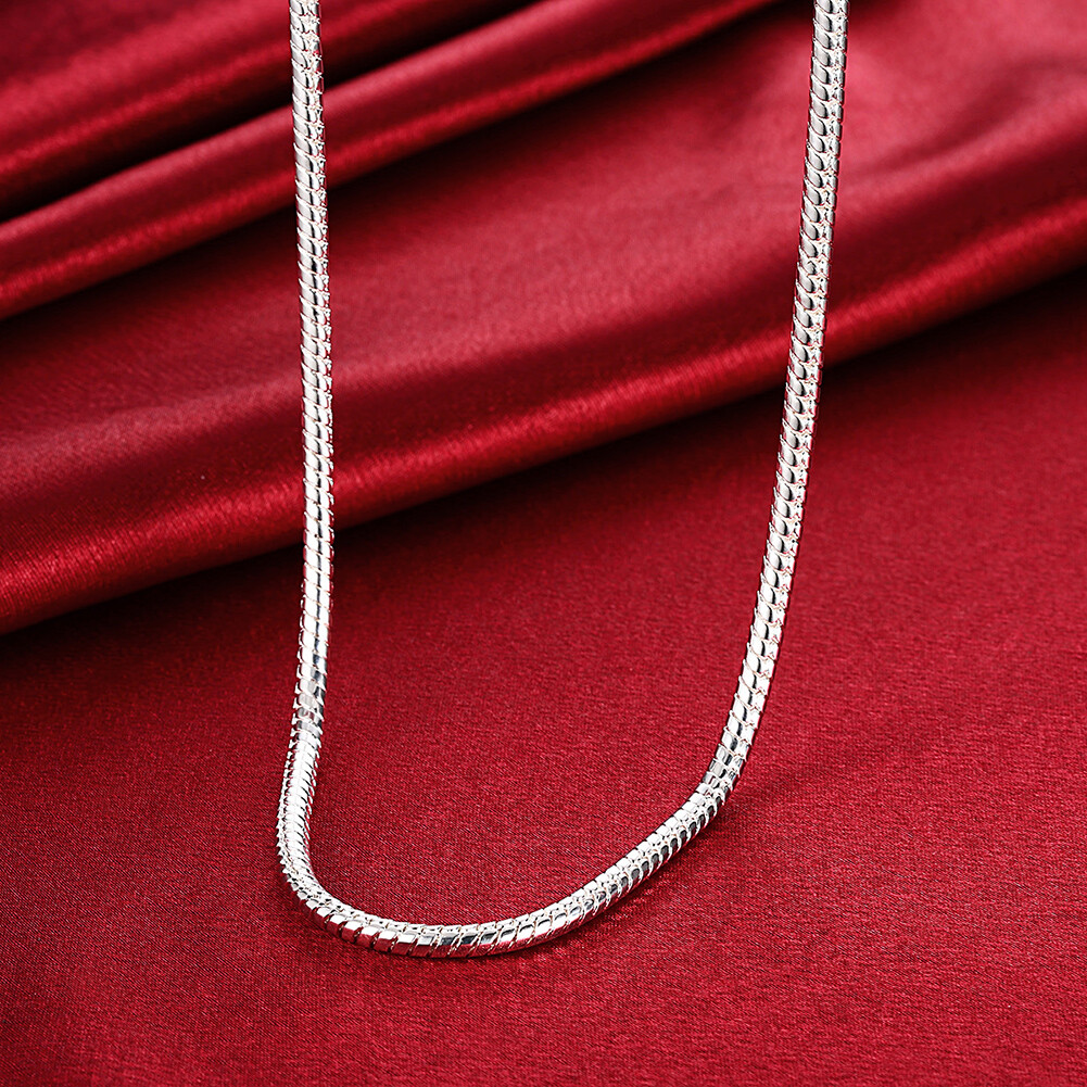 Men's Jewelry 925Sterling Silver Snake Bone Chains Necklace 4MM 16" -24 ...