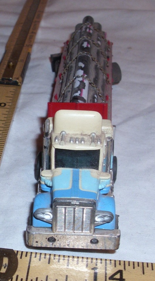 AURORA AFX RIG SEMI TRUCK PIPE HAULER SLOT CAR 1970s IN WHITE & BLUE | eBay