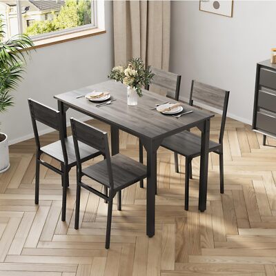 Breakfast Dining Table and 4 Chairs 5 Piece Dining Room Set Modern ...