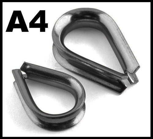 A4 Wire Rope Thimble Clamp Loop Eyelets 316 A4 Stainless Steel 2mm ...