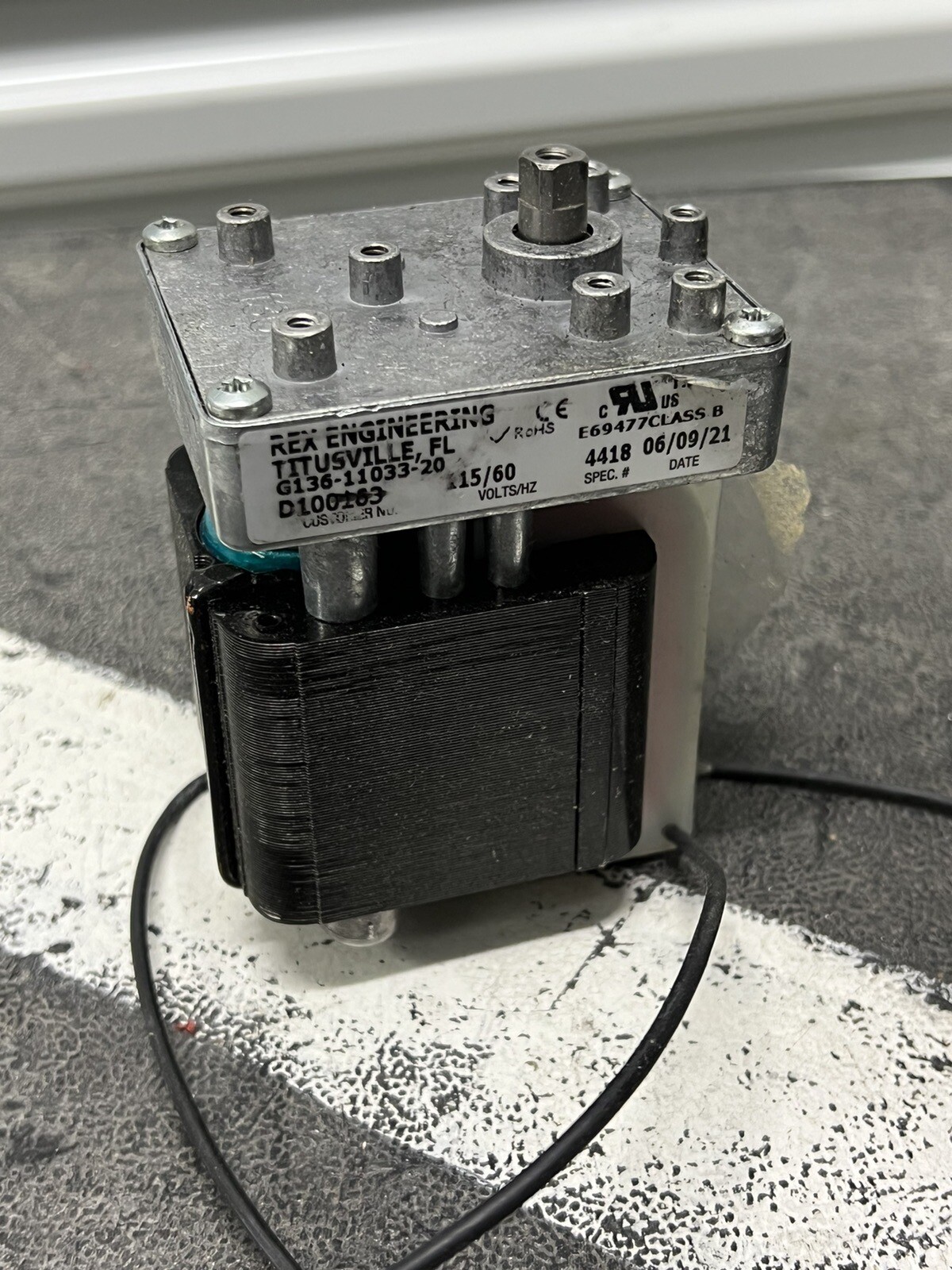 Rex AC Gearmotor Unidirectional 115V 60hz CM Style 50inlb 4418 E69477 ...