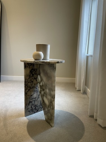 Calcutta Marble Side Table Real Marble 51cm X 36cm Accent Table | eBay UK