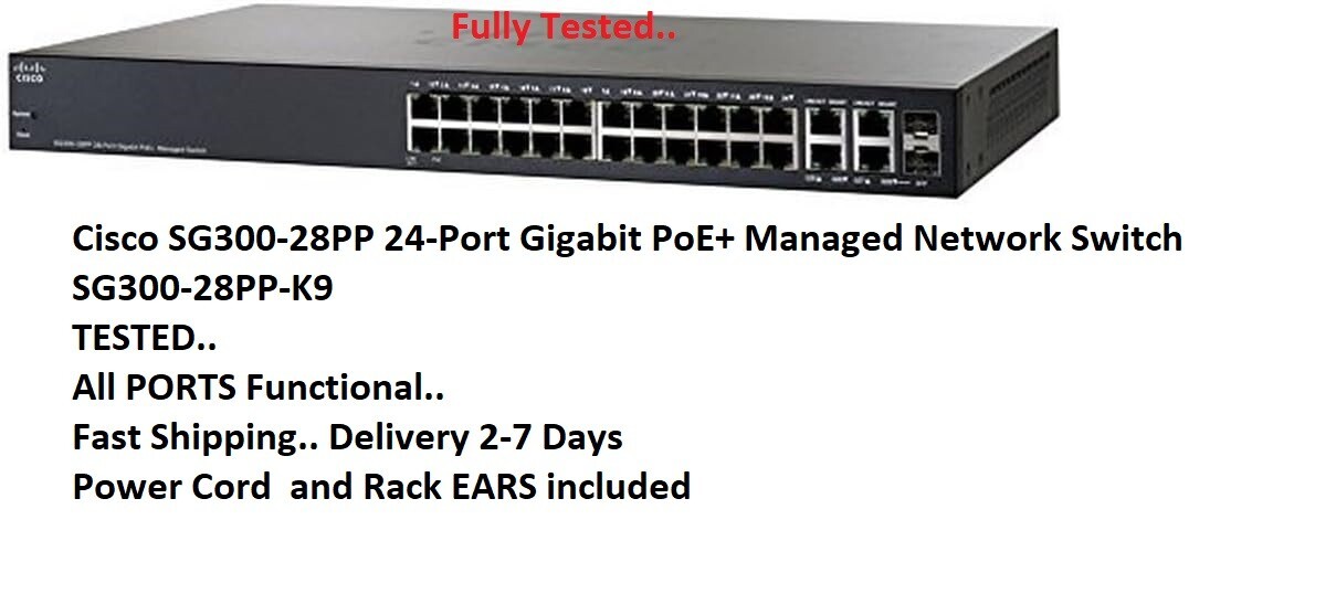 Tested Cisco SG300-28PP 24-Port Gigabit PoE+ Managed Network Switch ...