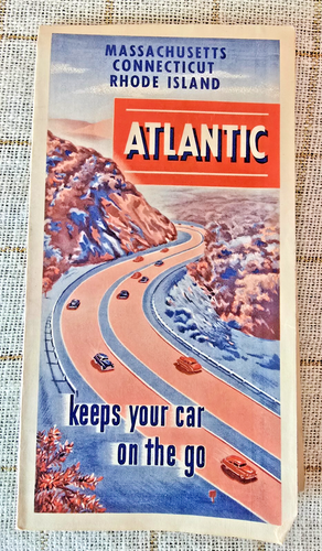 1951 ATLANTIC ROAD MAP- MASS, CONN, RI - RAND MCNALLY, TOWN & CITY ...