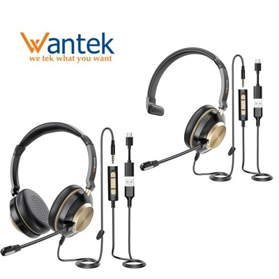 Wantek USB Headset with Microphone for PC Laptop, Adjustable Noise ...