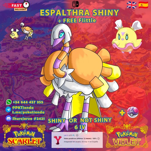 ESPATHRA + FITTLE SHINY Pokemon Scarlet Scarlet Purple Purple 6 IV | eBay